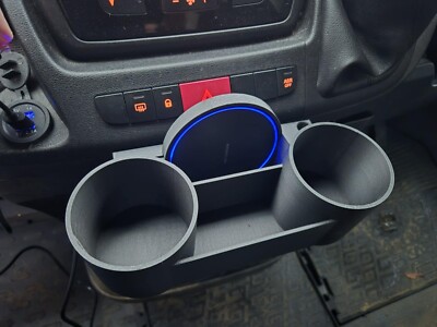 Dual Cup Holder with Wireless Charger - Fiat Ducato Peugeot Boxer ...