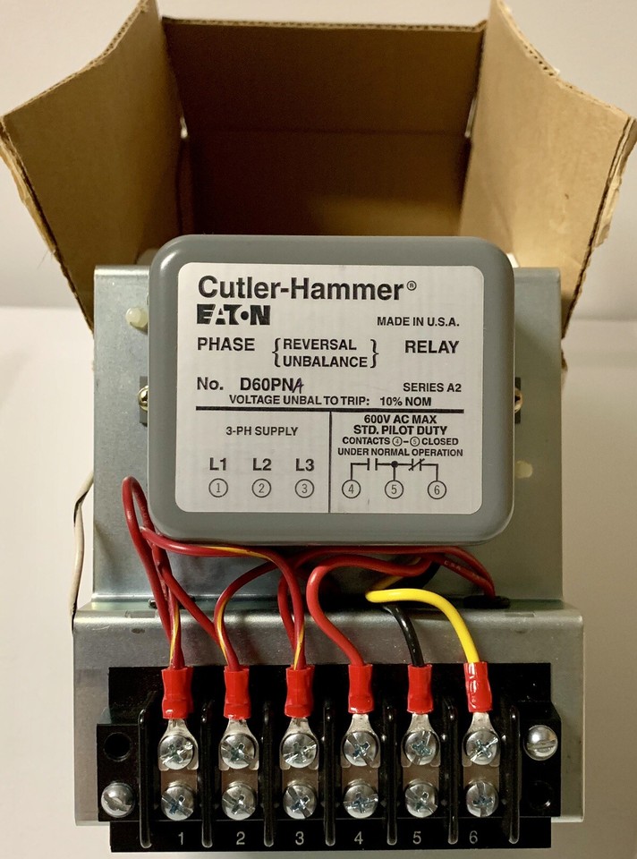NIB CUTLER-HAMMER 3-PHASE MONITORING RELAY (D60PNA) Series A2, 600VAC ...