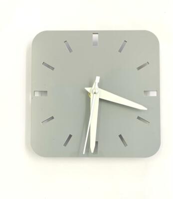 Small Acrylic Square Light Grey Wall Clock With White Hands | eBay UK