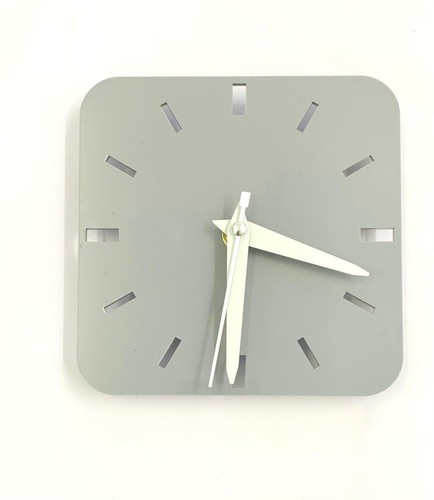 Small Acrylic Square Light Grey Wall Clock With White Hands | eBay UK