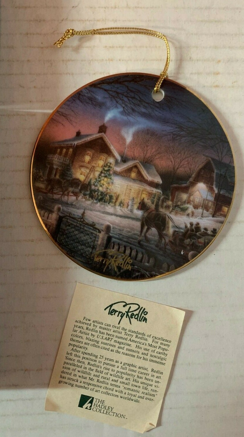 1997 The Hadley Collection Terry Redlin Christmas Ornament "Trimming ...