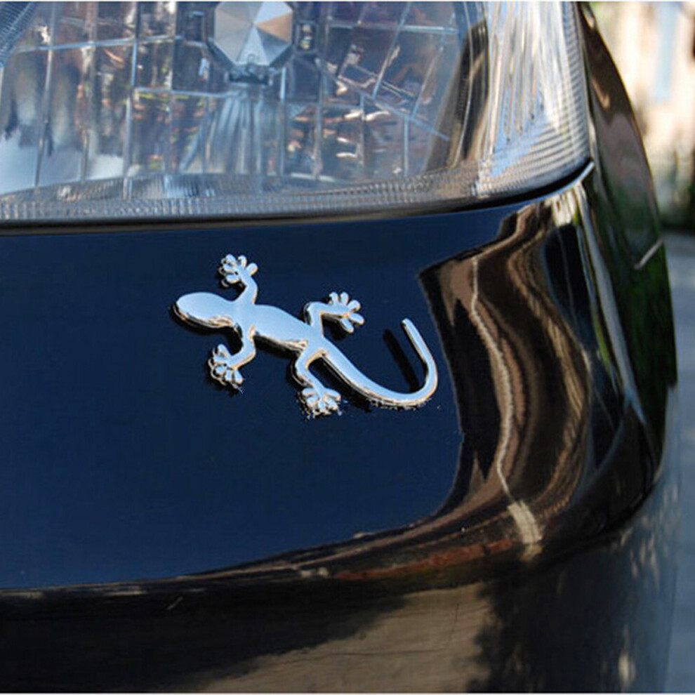 3D Car Gecko Shape Lizard Chrome Decal Silver Sticker Badge Emblem ...
