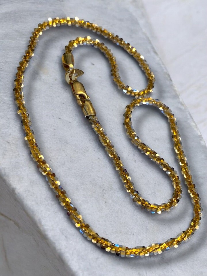 Estate 14K Italian SOLID Gold 4mm Diamond Cut POPCORN Chain 17.75 ...