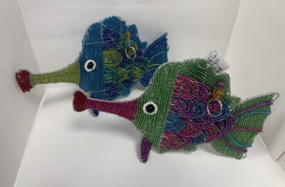 BEADWORX -FLAT FISH IN THE SEA HAND CRAFTED ~ BEAD WORK - BEADED GIFT ...