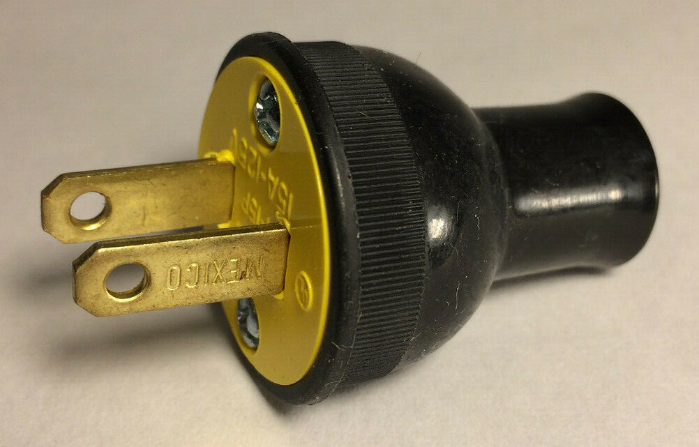 New Large Black Round Cord Plug For Large Round Wire, Cooper Brand # ...