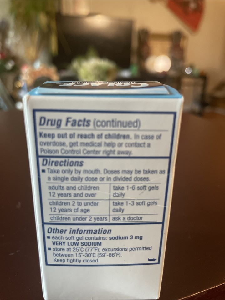 Colace Docusate Sodium Clear Stool Softener 50mg - Pack of 28 Soft Gels ...