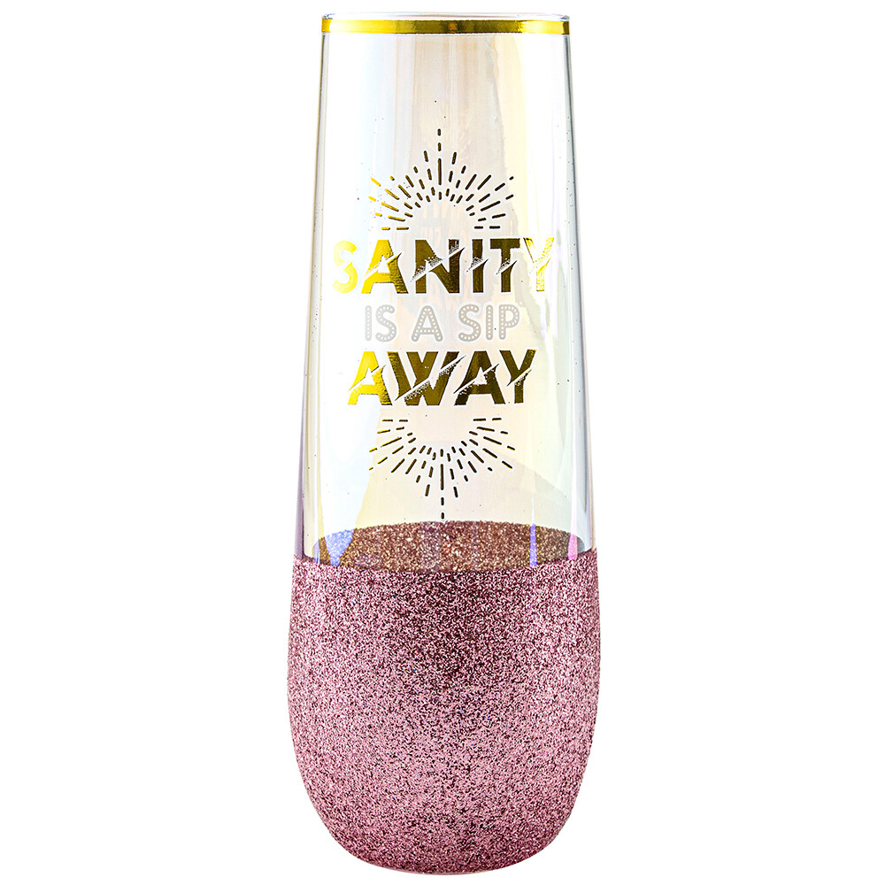 Sanity Is A Sip Away Stemless Champagne/Alcohol 16cm Flute Drinking ...