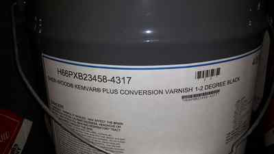 5 gal Sher-wood kemvar plus conversion varnish 1-2 degree black ...