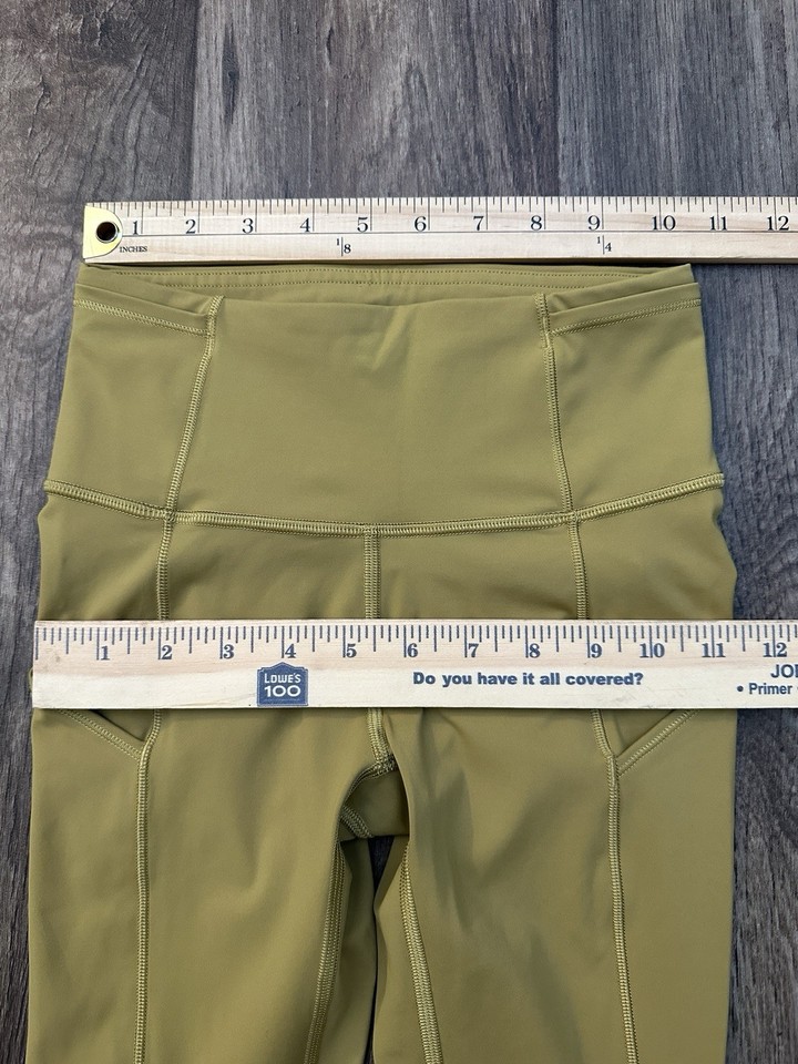 Lululemon W5BXQS Tight Fast And Free Goldish Green Leggings pockets sz ...