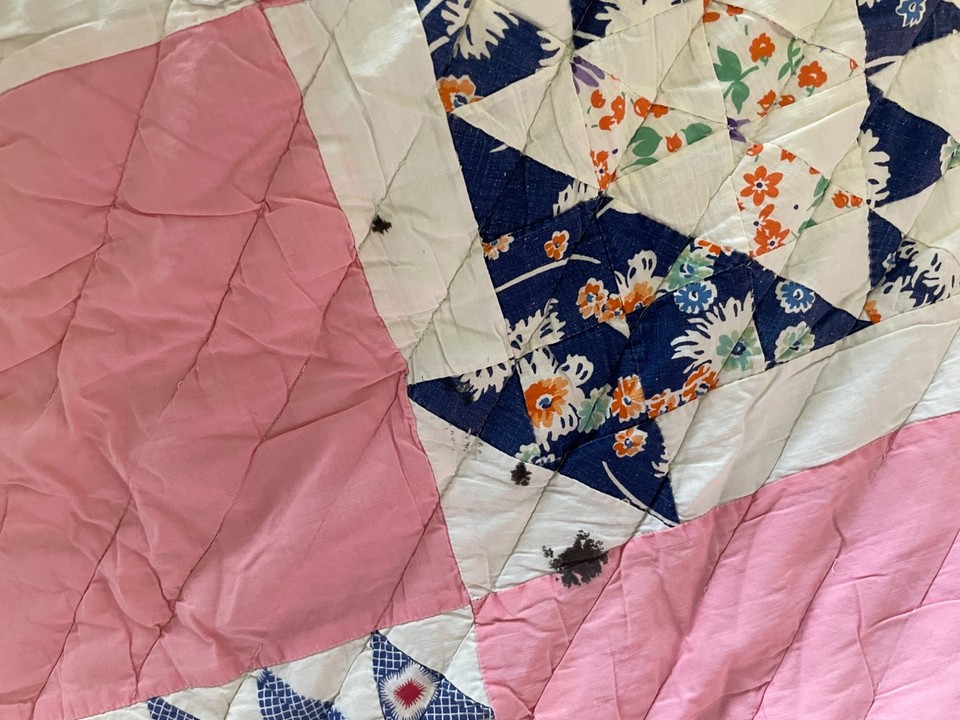 Vintage Patchwork Quilt Top Floral Print Multicolor 75"x81" | eBay