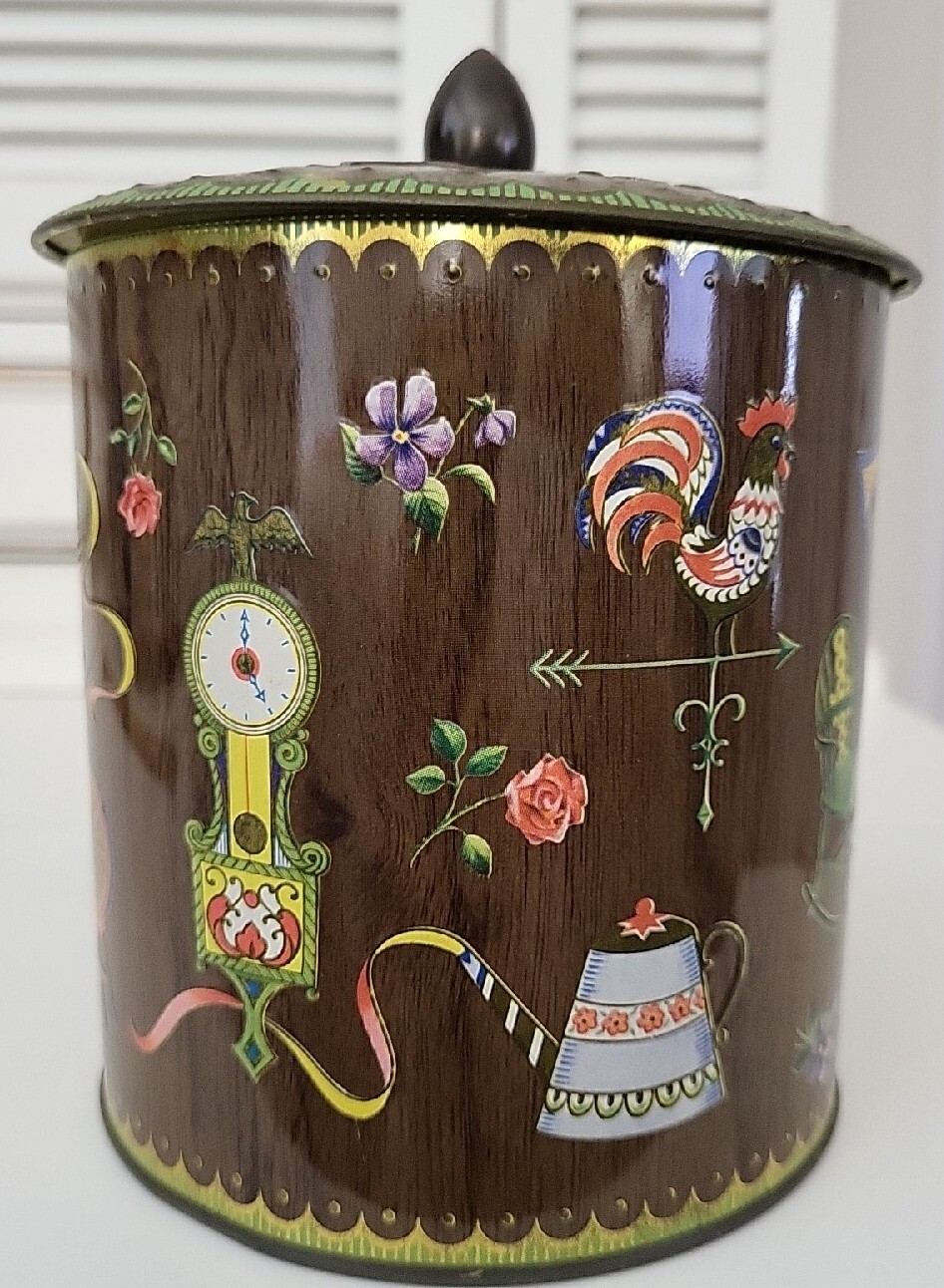 Vintage Daher Tin Container Retro Rooster Pattern Made in England🐔 | eBay