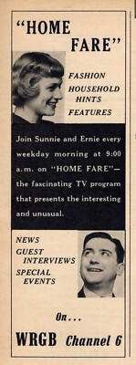 1958 WRGB TV AD ~ SUNNIE JENNINGS & ERNIE TETRAULT host HOME FARE ...