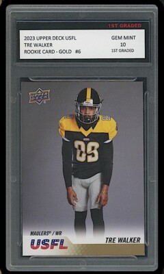TRE WALKER 2023 UPPER DECK USFL 1ST GRADED 10 ROOKIE CARD GOLD RC ...