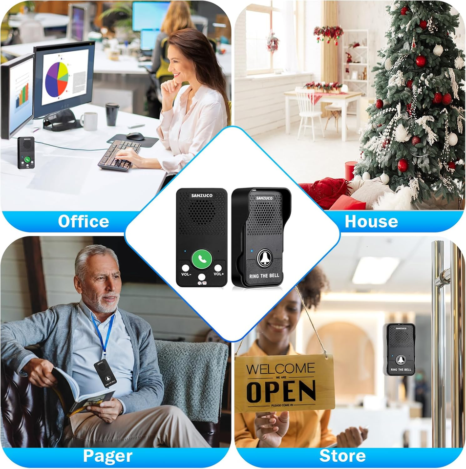 Hands-Free Wireless Doorbell Intercom - 1000ft Range, Waterproof, LED ...