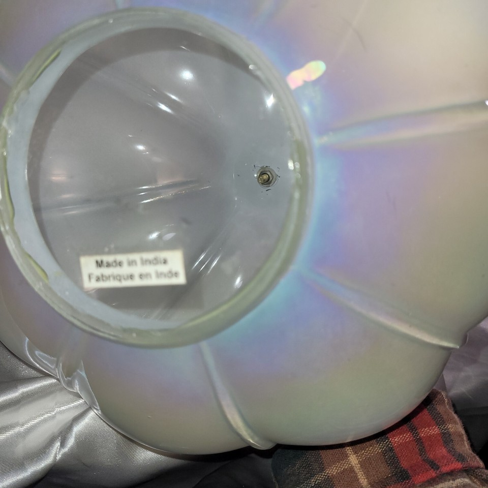 Opalescent White Glass Pumpkin Brass Stem 10” | eBay