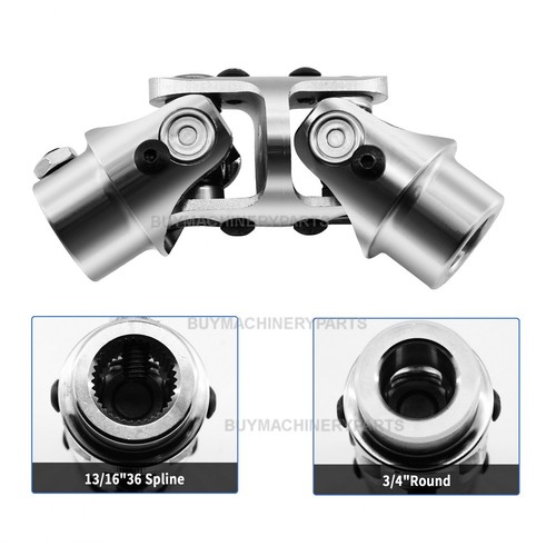 New 13/16"-36 Spline X 3/4" Round Double Steering Shaft U Joint Coupler ...