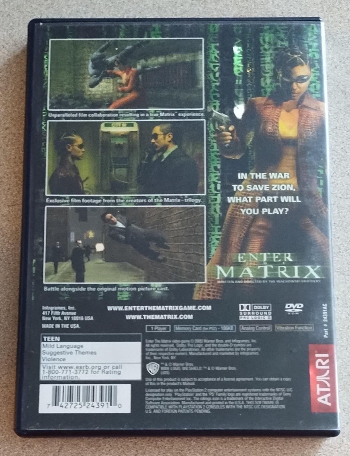 Enter the Matrix PS2 Game (Sony PlayStation 2, 2003) 742725243910 | eBay