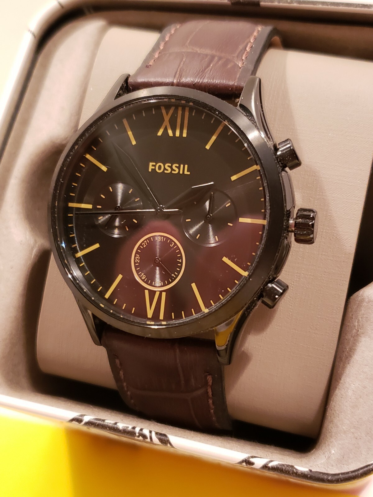 Fossil BQ2472 Fenmore Midsize Multifunction Brown Leather Men's Watch ...