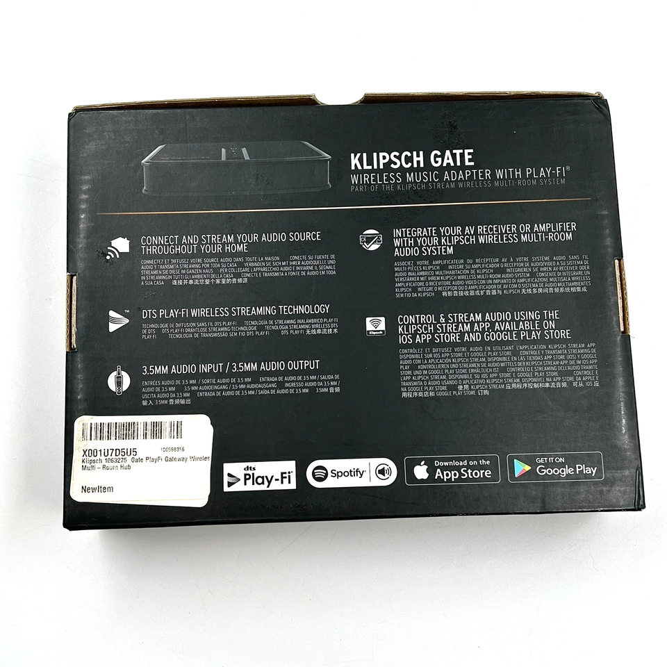 Klipsch Gate Playfi Gateway Wireless Multi–Room Hub, Black 1063275 Play-Fi | eBay