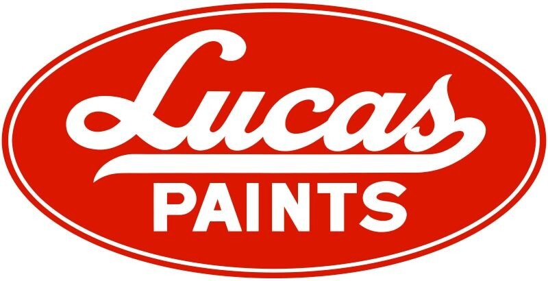 Lucas Paints Sign 28" Wide Oval Diecut Style in Red - USA STEEL | eBay