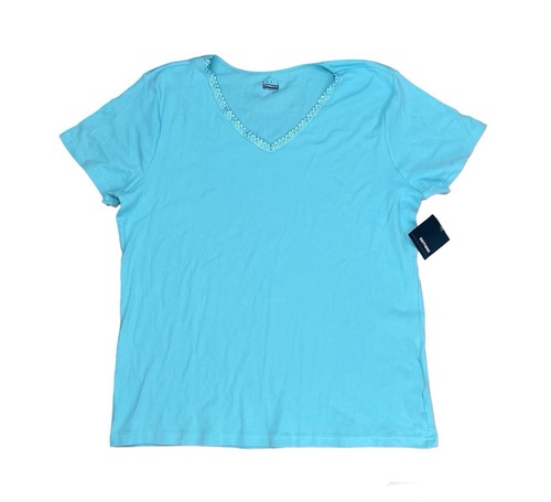 NWT Basic Editions Sky Blue V Neck T-shirt Women Size XL | eBay