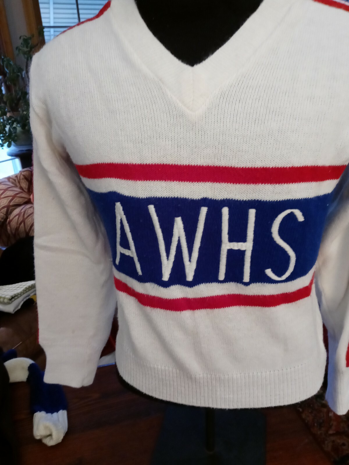 AWHS VINTAGE CHEERLEADER SWEATER 1950s USA Dehen Knit… - Gem