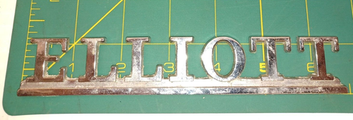 Vintage Car Dealer Name Plate Elliott Chromed | eBay