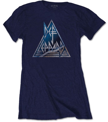 Def Leppard 'Triangle Logo' (Blau) Damen T-Shirt - NEU & OFFIZIELL ...