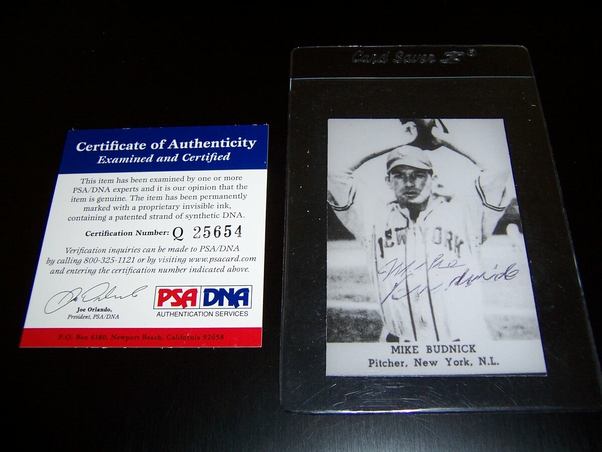 Mike Budnick Autographed Photo PSA/DNA Q 25654 New York Giants Pitcher ...