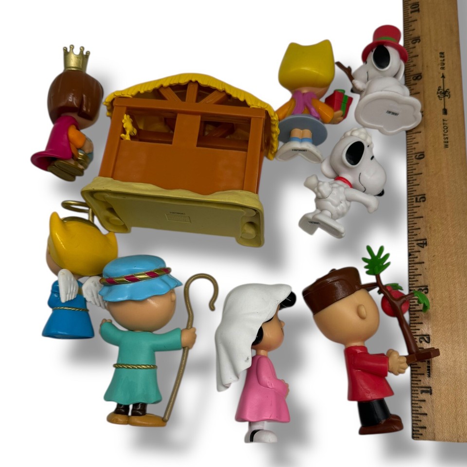 Peanuts Nativity Christmas 3” Figures Set. 9 Pcs Charlie Brown /Snoopy ...