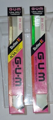 Lot of 2 gum soft toothbrushes 311 adult soft Butler green clear NIP | eBay