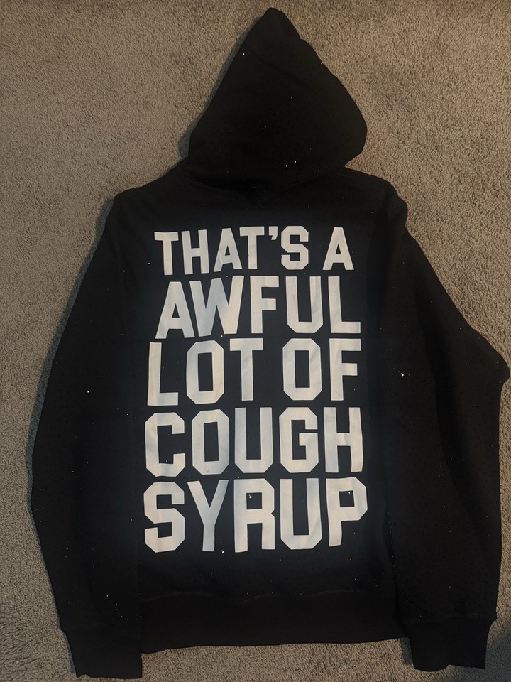 That's A Awful Lot of Cough Syrup VVS Rhinestone Zipup Hoodie Black | eBay