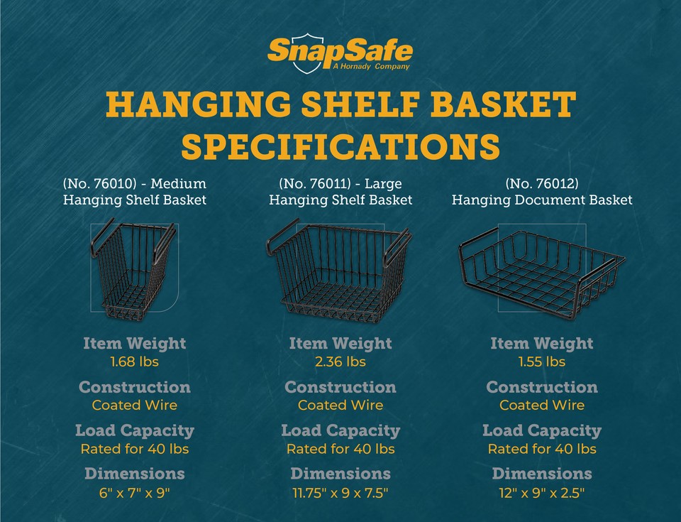 SnapSafe Hanging Shelf Document Basket, 76012, 12"W x 2.5"H x 9"D | eBay