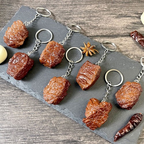 PVC Beef Keychain Imitation Food Simulation Food Keychain Bag Pendant ...