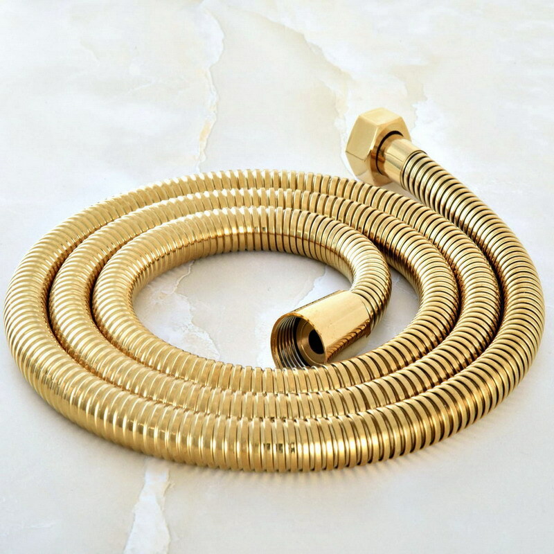 Gold Color Brass Bathroom Accessory 1.5m Hand Held Shower Head Hose ...