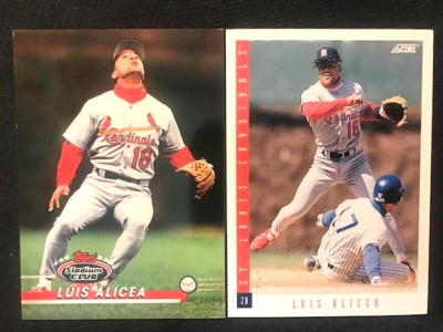 MLB - Luis Alicea 1993 Topps Stadium Club & 1993 Score Baseball ...