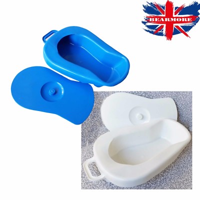 Adult Bed Pan Comode Lid Blue White Bedpan Plastic Toilet Medical ...