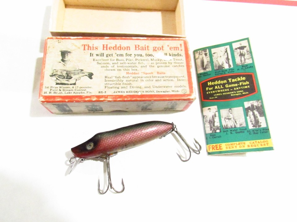 RARE 1930s RED Dace Heddon River Runt #9409 N Fishing Lure Dowagiac MI ...