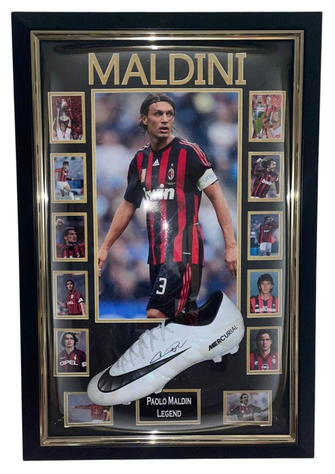 Milan Legend Framed Paolo Maldini Signed Boot Autographed with ...