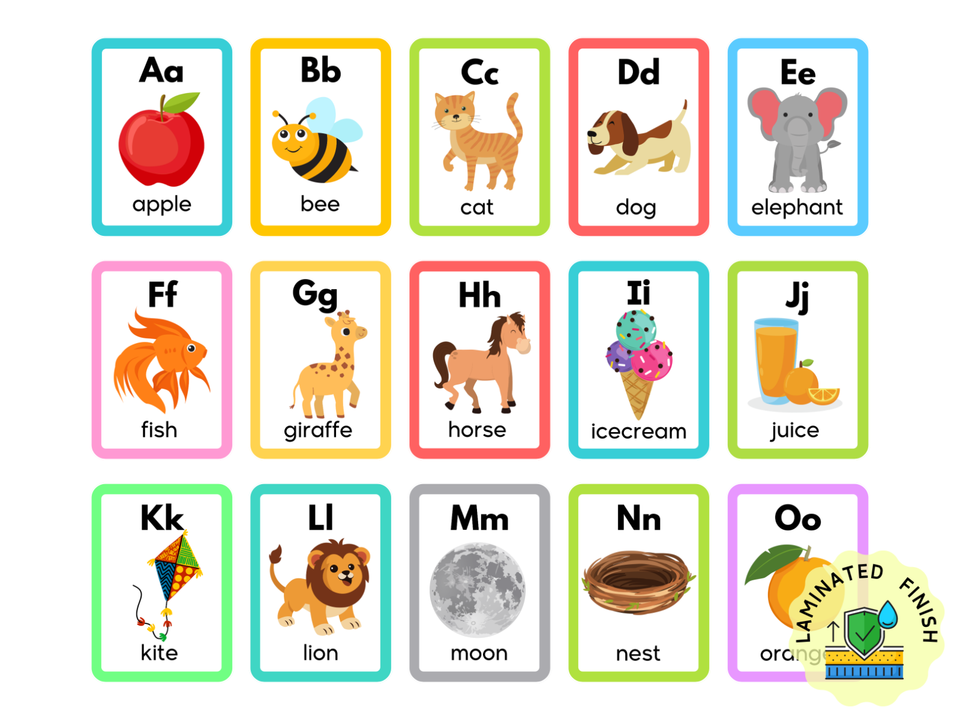 English Alphabet Flash Cards Educational Uppercase ABC Learning ...