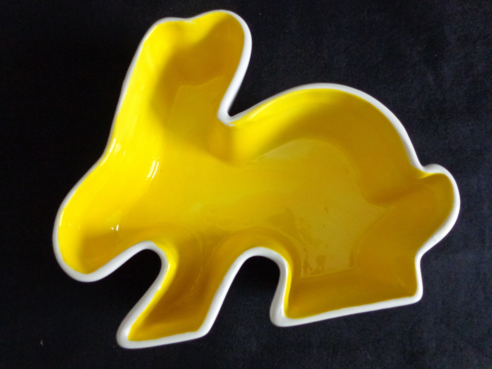 BUNNY SHAPED CANDY DISH 8" Bowl Yellow Rabbit Ceramic Easter Decor | eBay