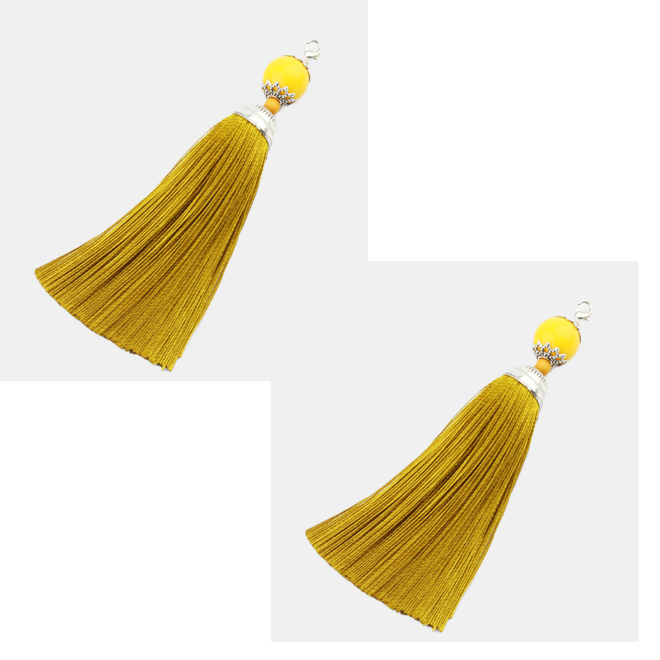 Large Key Tassels 11cm Long Pack Silky Bead Cushion Curtain Craft ...