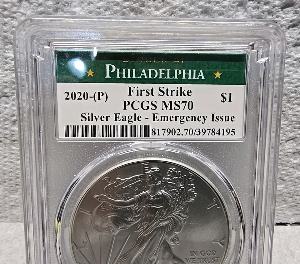 2020 (P) SILVER EAGLE PCGS MS70 FS EMERGENCY ISSUE STRUCK AT ...