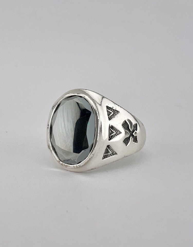 Vintage Fred Harvey Style Sterling Silver Hematite Stamped Arrow Ring ...