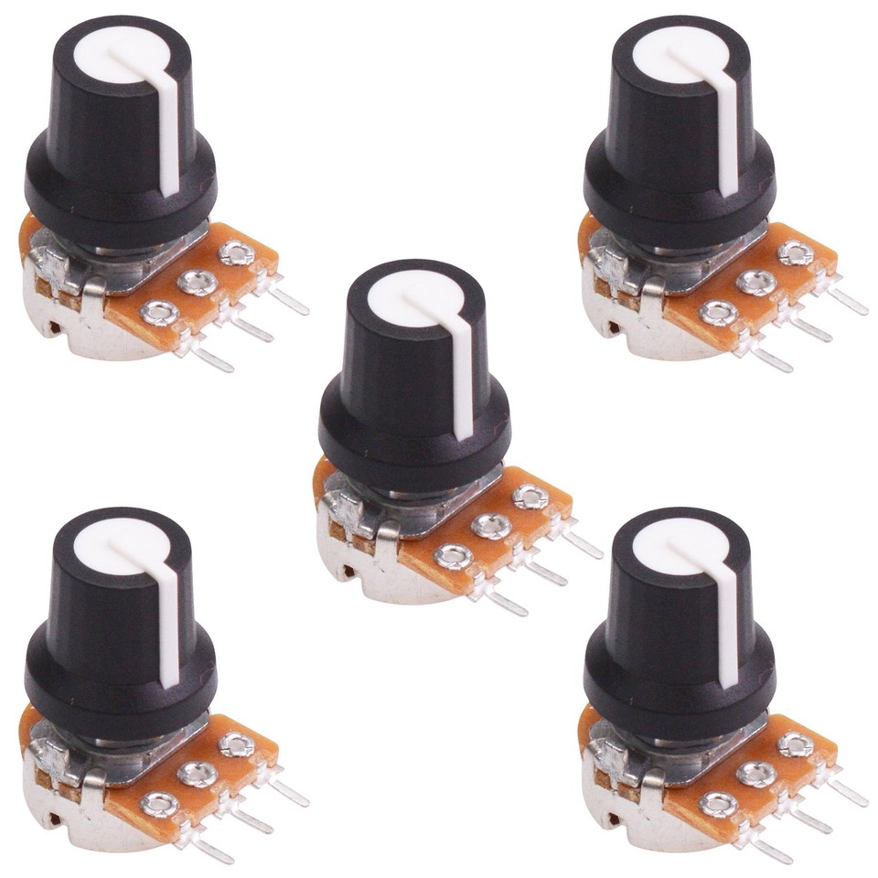 5 x 1M Reverse Logarithmic 16mm Potentiometer with Soft Touch Knob ...