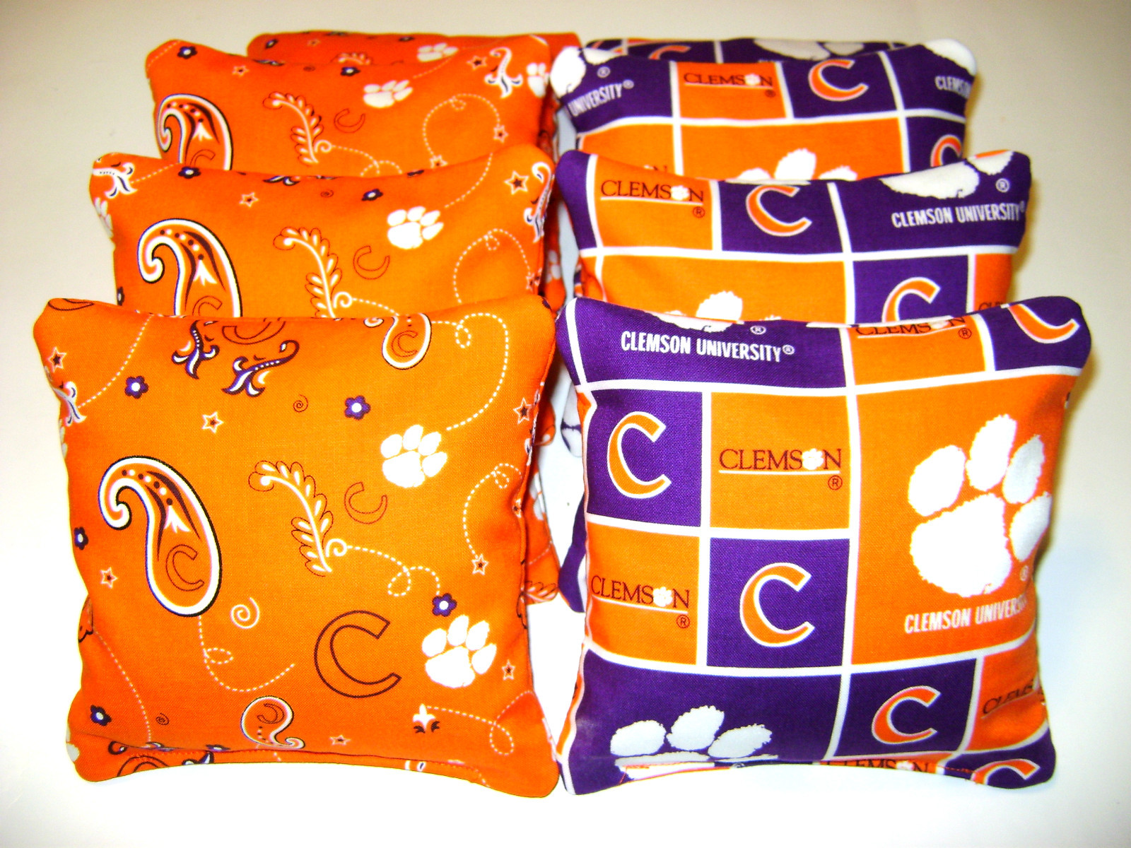 CLEMSON TIGERS CORNHOLE BEAN BAGS 8 BAGGO TAILGATE TOSS TOP QUALITY ...