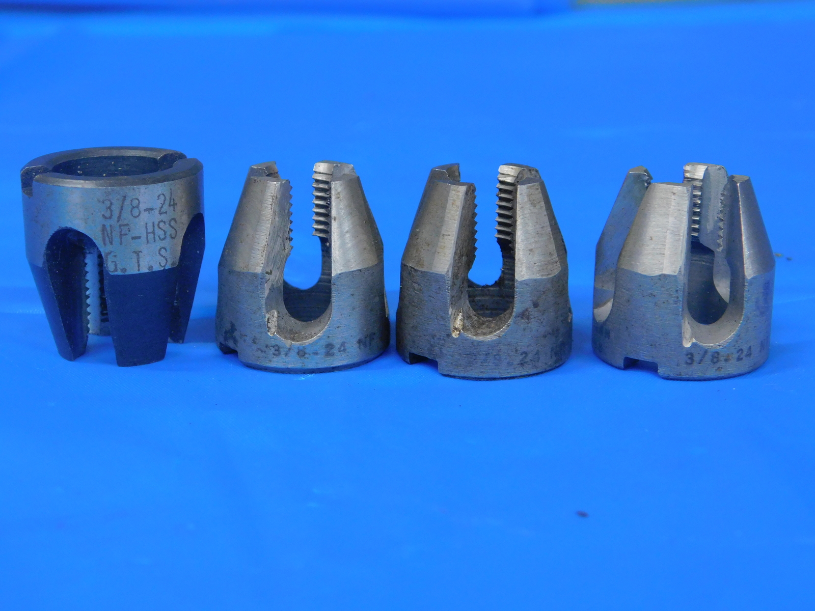 10PC LOT GREENFIELD & OTHER #2 HSS ACORN THREAD DIES 3/8 - 24 NF MADE ...