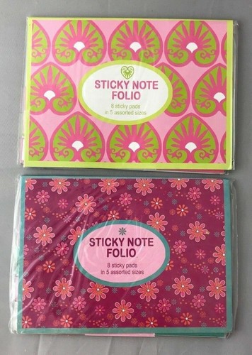 Bundle of 2 Floral Sticky Note Folio's 16 Sticky Pads in 5 Different ...