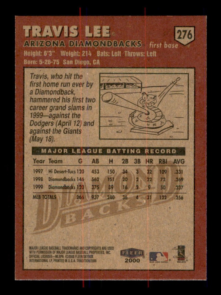 2000 Baseball Fleer Tradition Travis Lee Arizona Diamondbacks #276 | eBay