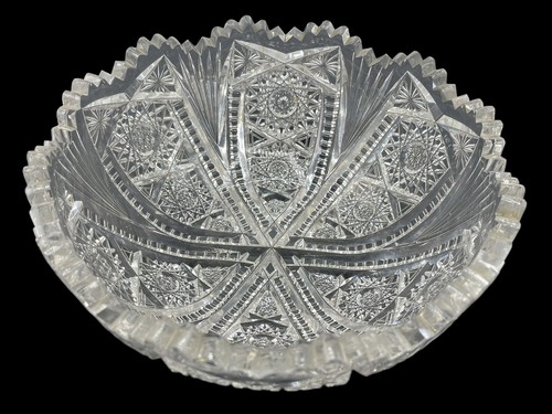 Crystal Glass Bowl Brilliant Serving Jagged Edge 9" x 4" Fruit Round ...